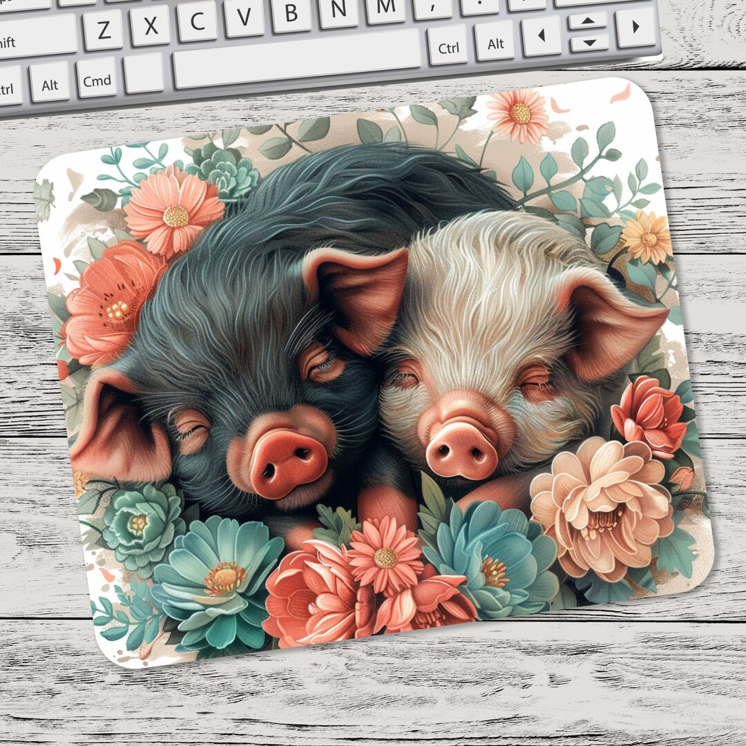 Pot Bellied Pigs Sleeping in Flowers Mouse Pad Sublimation Mouse Pad ...