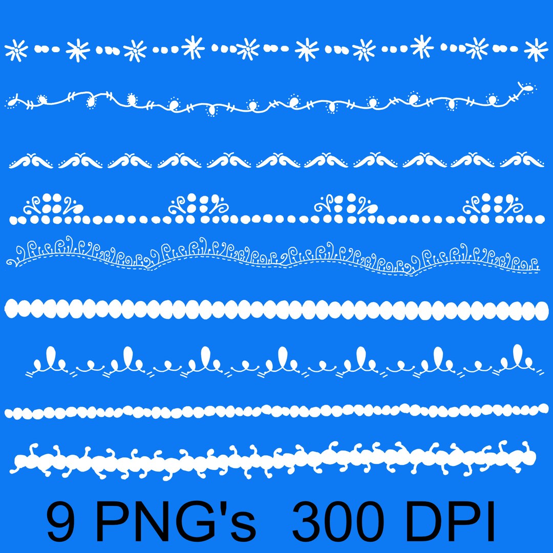 9 White Doodle Curly Doodle Borders Frames Download Borders - Etsy