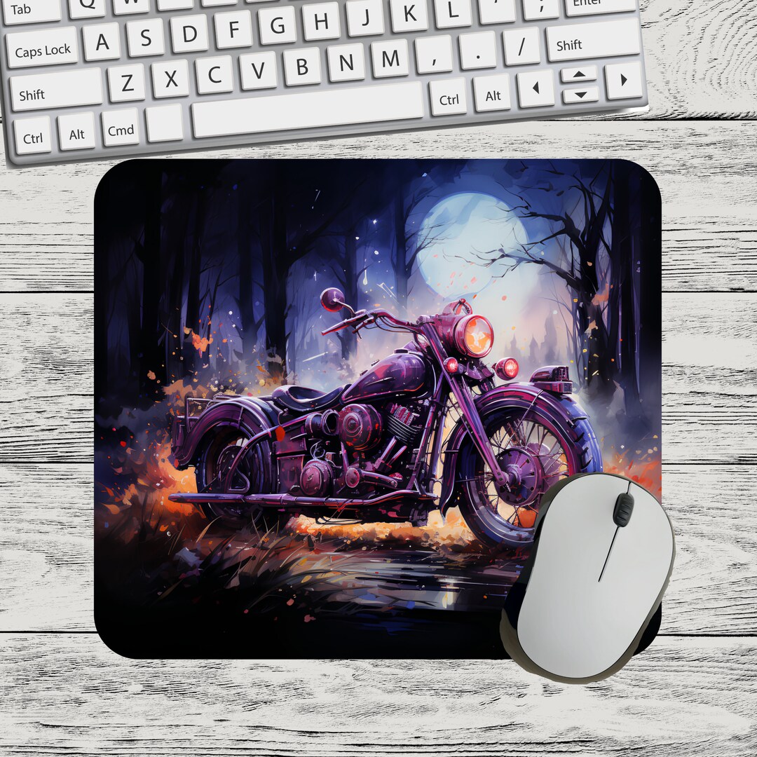 Motorcycle in Moonlight Mouse Pad Sublimation Square Round Mouse Pad ...