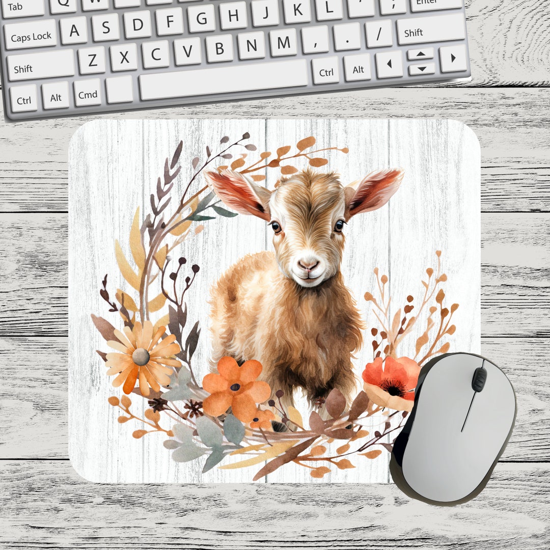 Goat Wreath Floral Flower Mouse Pad Sublimation Square Round Mouse Pad ...