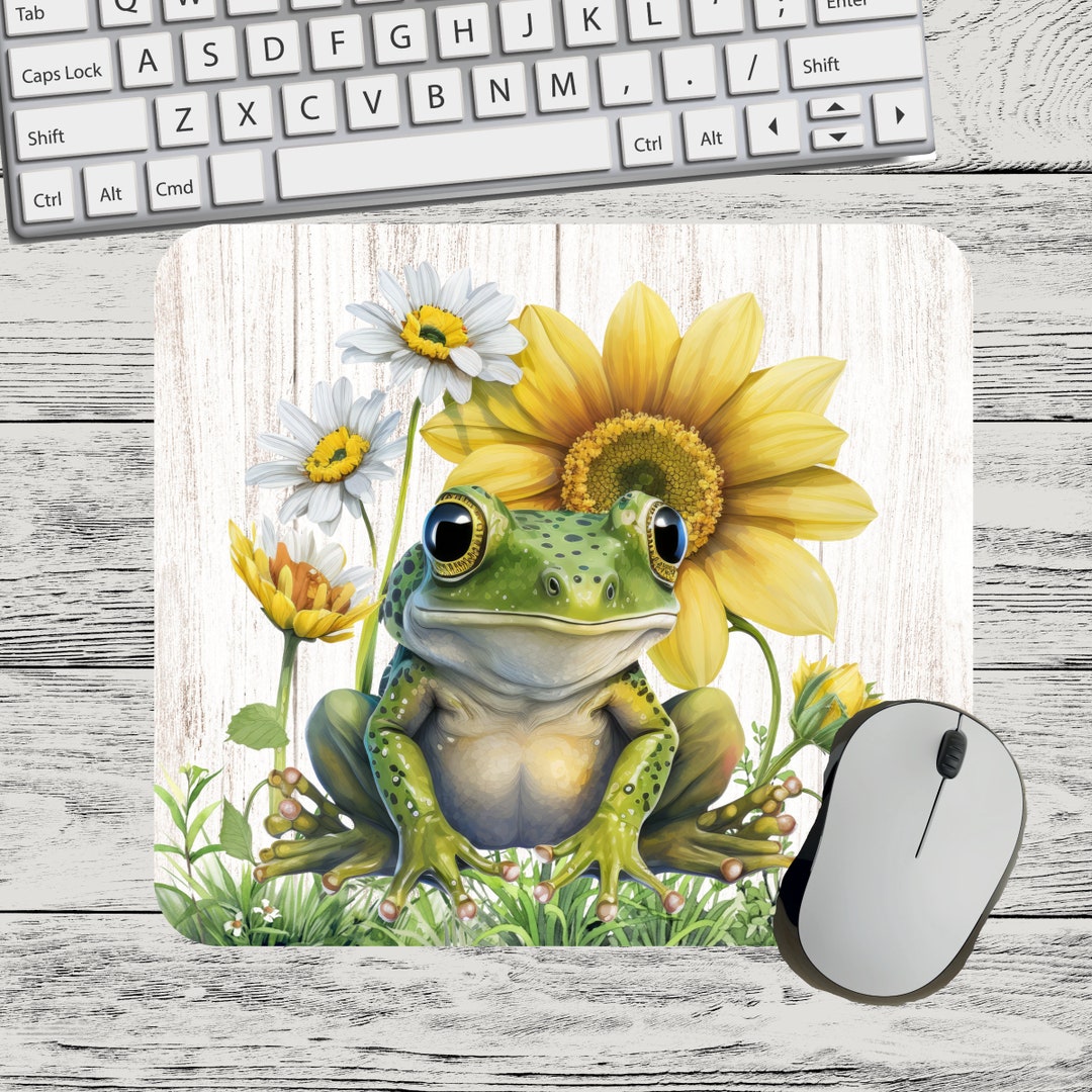 Cute Frog W Sunflower Flower Mouse Pad Sublimation Square Round Mouse ...