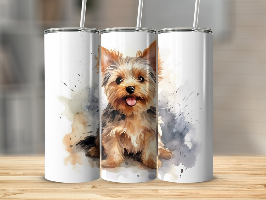 Cute Yorkie Yorkshire Terrier Skinny Tumbler Sublimation Template ...