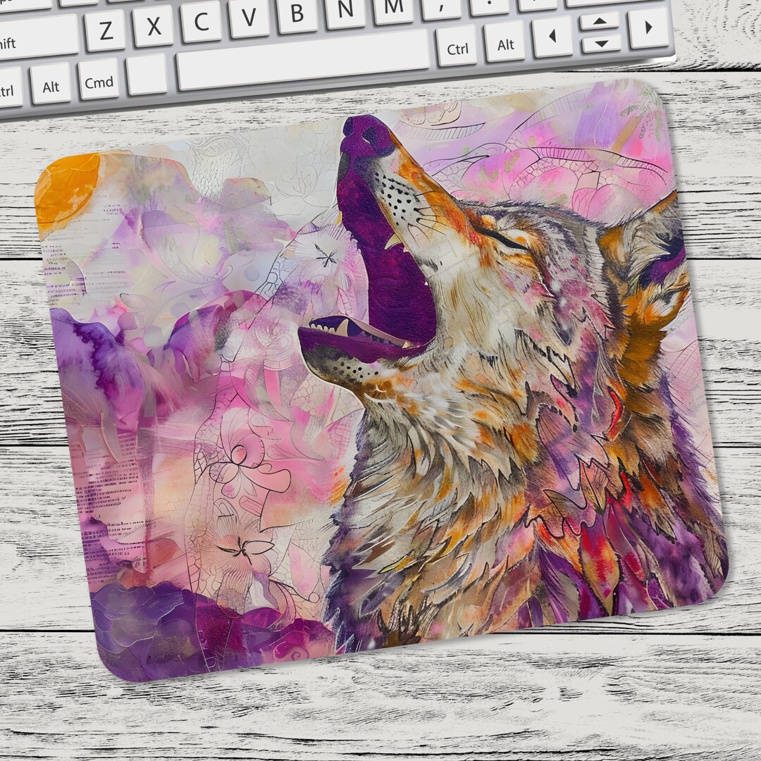 Wolf Howling at Moon Mouse Pad Sublimation Design, Mouse Pad ...