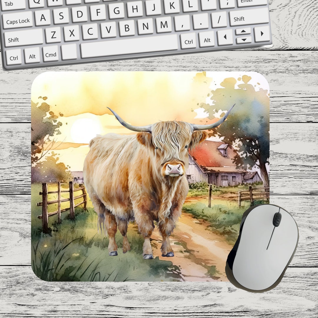 Highland Cow Farm Mouse Pad Sublimation Square Round Mouse Pad Template ...