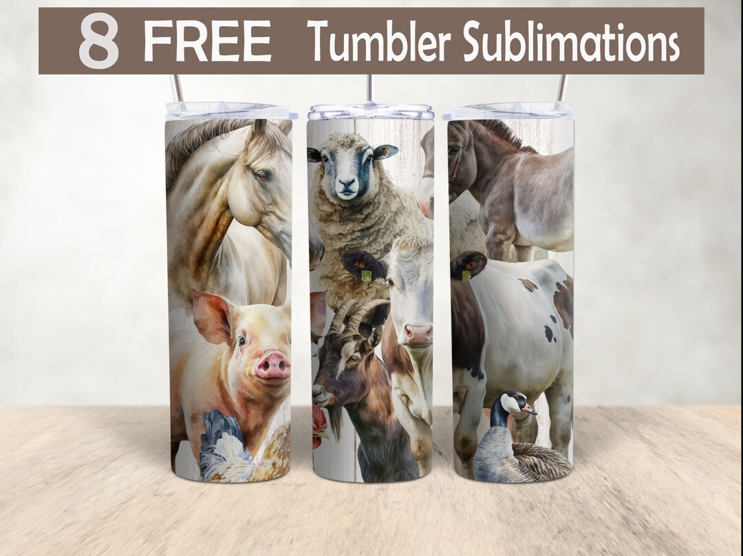 Farm Animals Cow Horse Pig Goat Donkey Sheep Sublimation Design ...