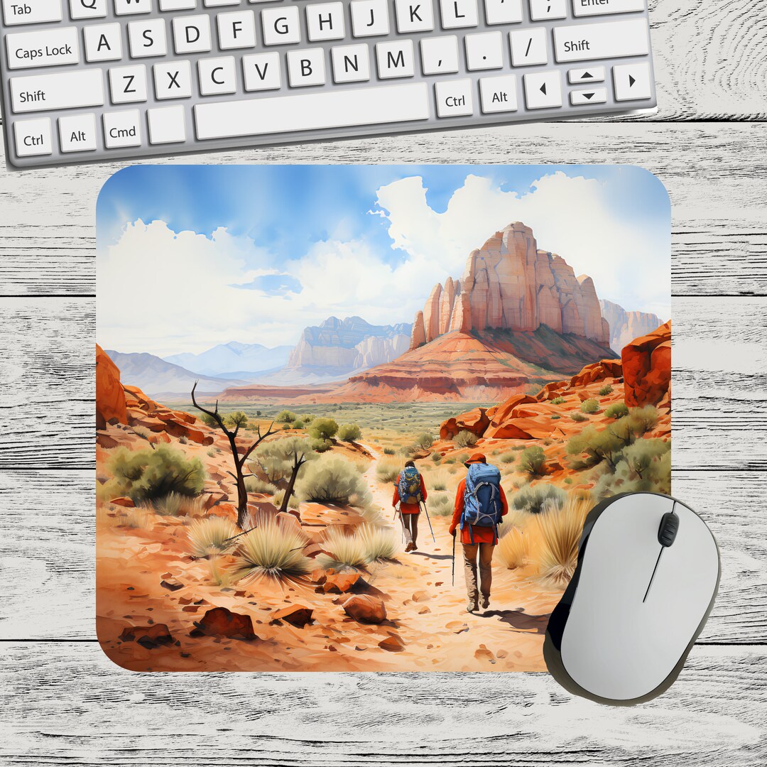 Hiker in Desert Hiking 5 Mouse Pad Sublimation Square Round Mouse Pad ...