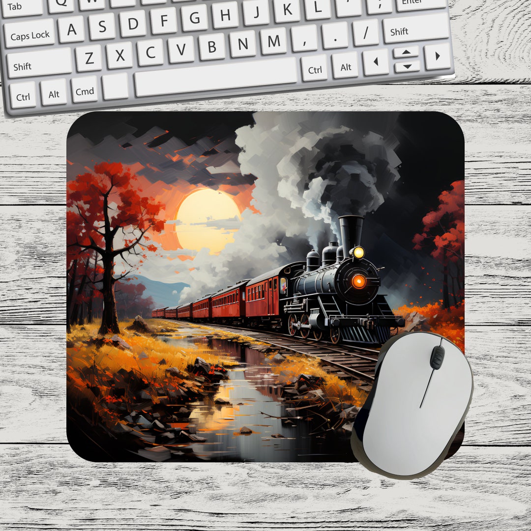 Train at Night Moon Mouse Pad Sublimation Square Round Mouse Pad ...