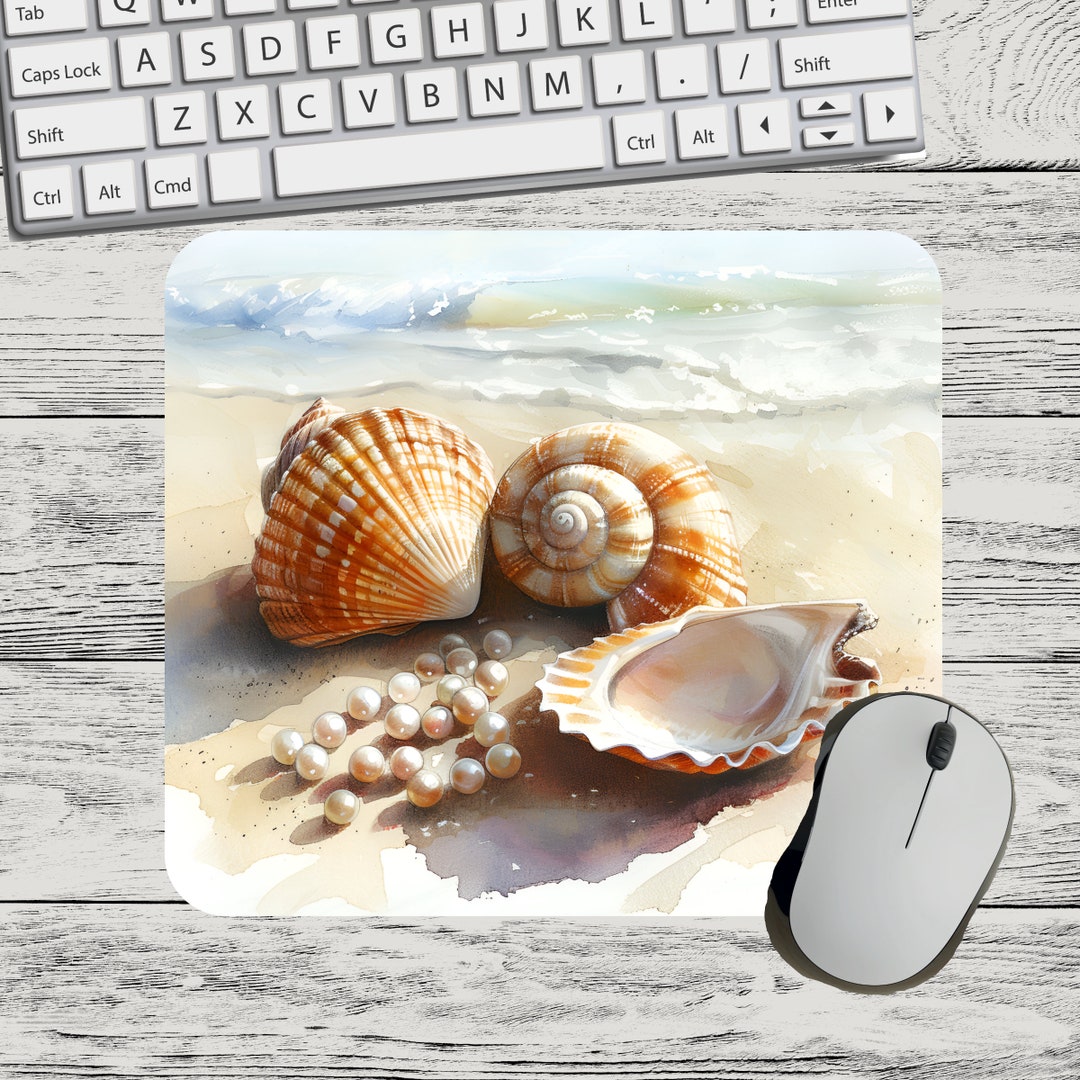 Tropical Sea Shells on the Beach Mouse Pad Sublimation, Square Mouse ...
