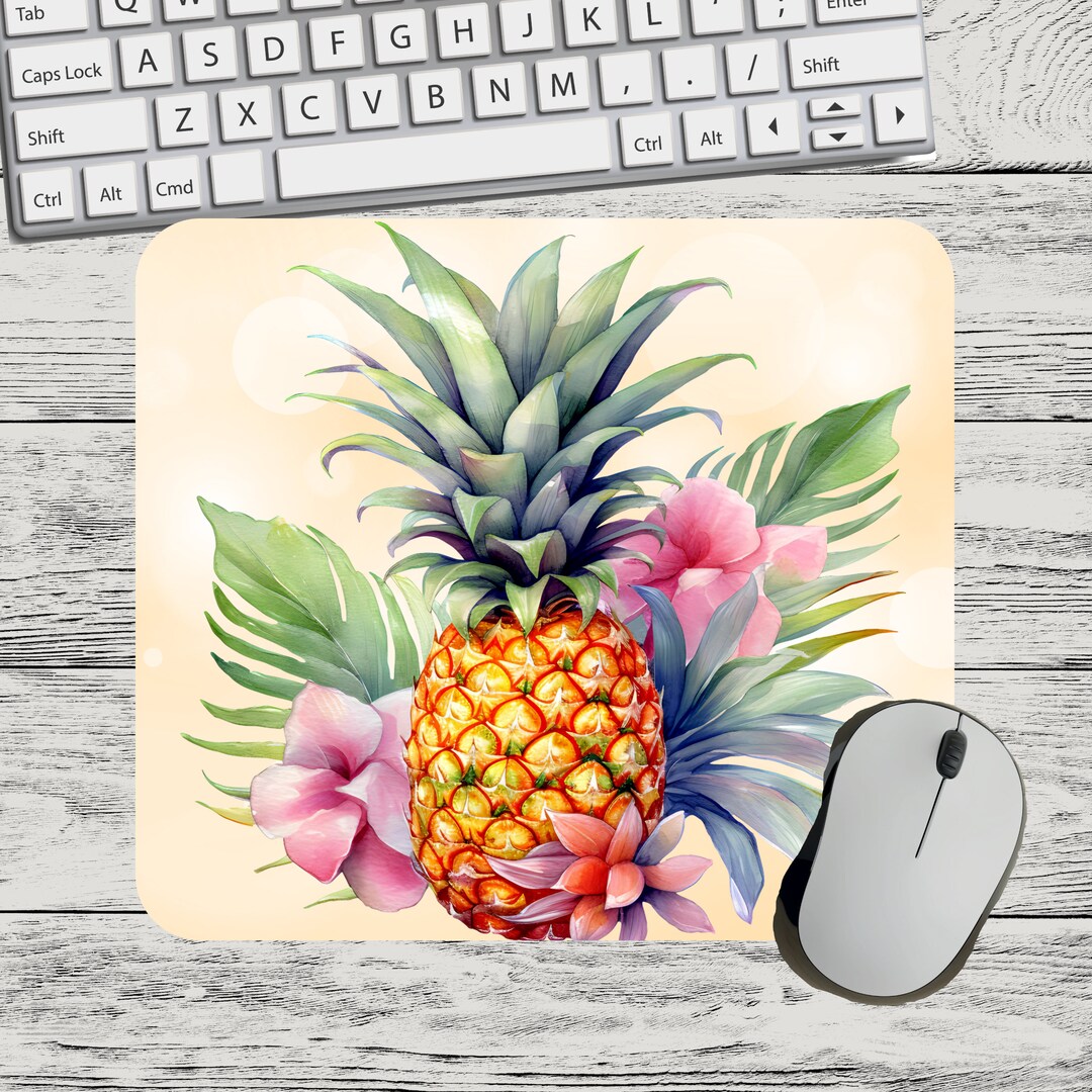 Tropical Pineapple Hibiscus Mouse Pad Sublimation Square Round Mouse ...