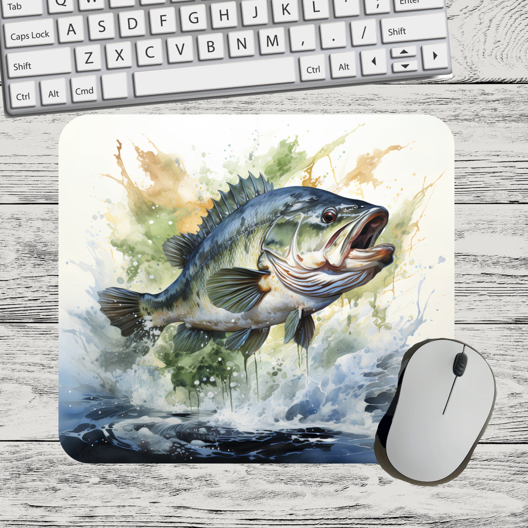 Bass Fish Jumping Colorful Water Mouse Pad Sublimation Square Round ...