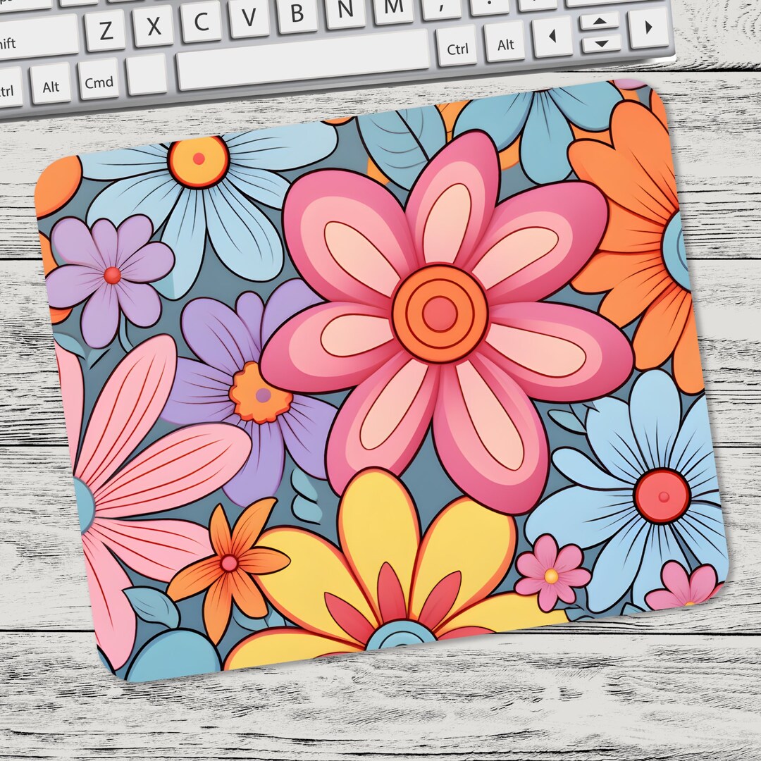 Groovy Hippy Daisy Floral Flower Mouse Pad Sublimation Mouse Pad ...