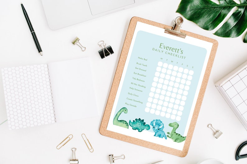 Editable Dinosaur Chores and Reward Chart, Daily Routine Chart - Etsy