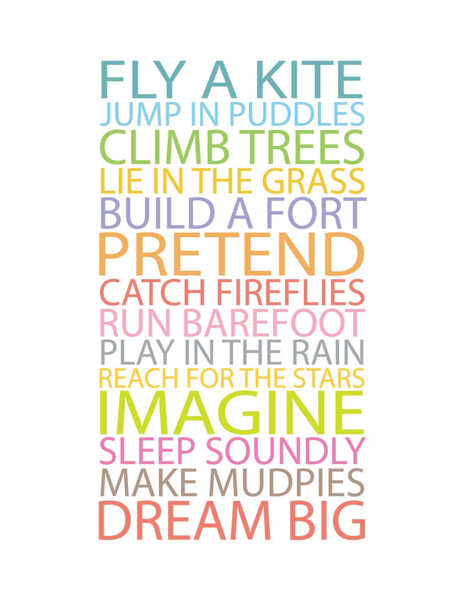 Kids Wall Decor, Inspiration Quote Prints for Children - BE A KID ...