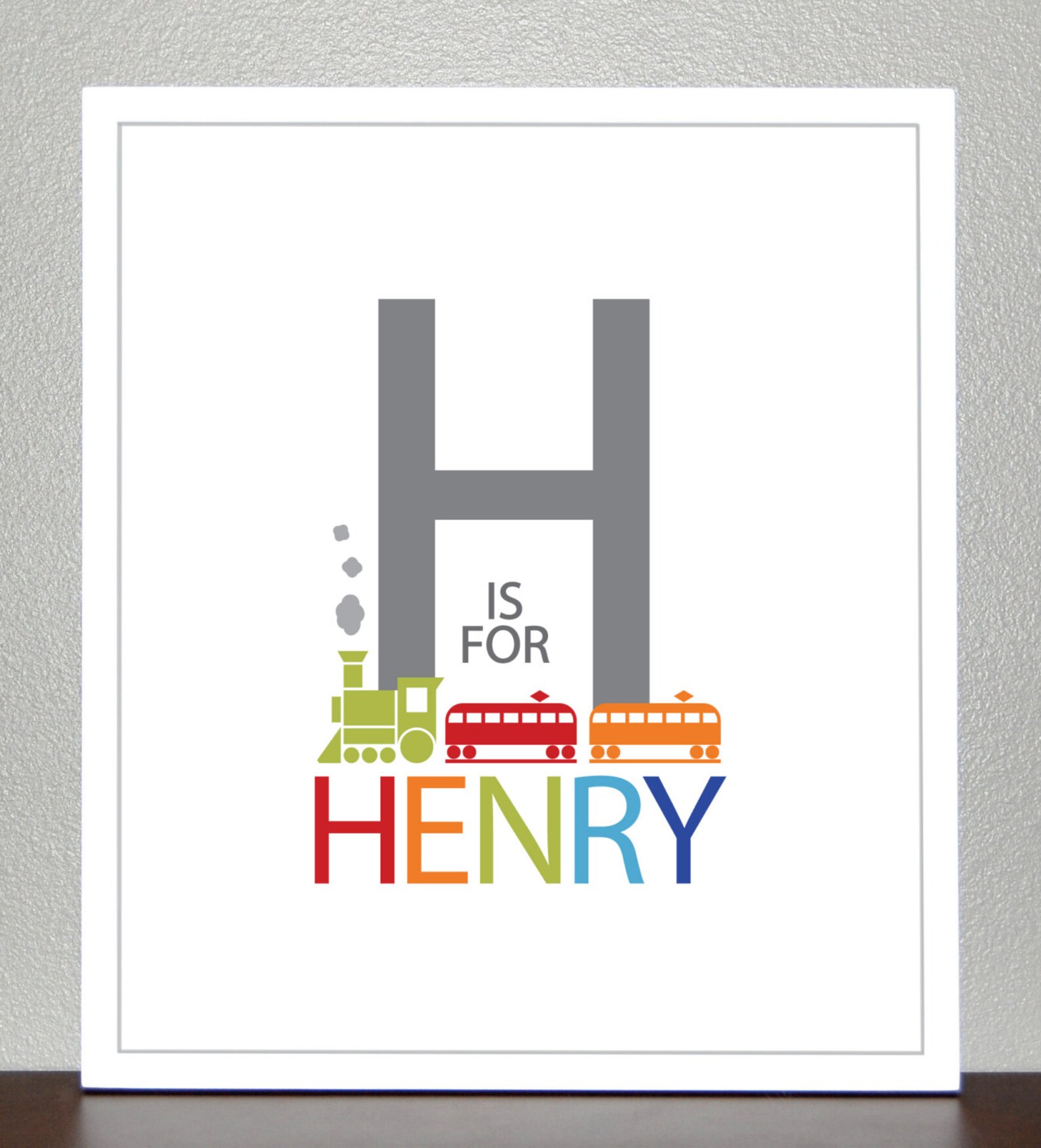 Train Kids Wall Art, Personalized Name, Alphabet, Numbers- Three 8x10 ...