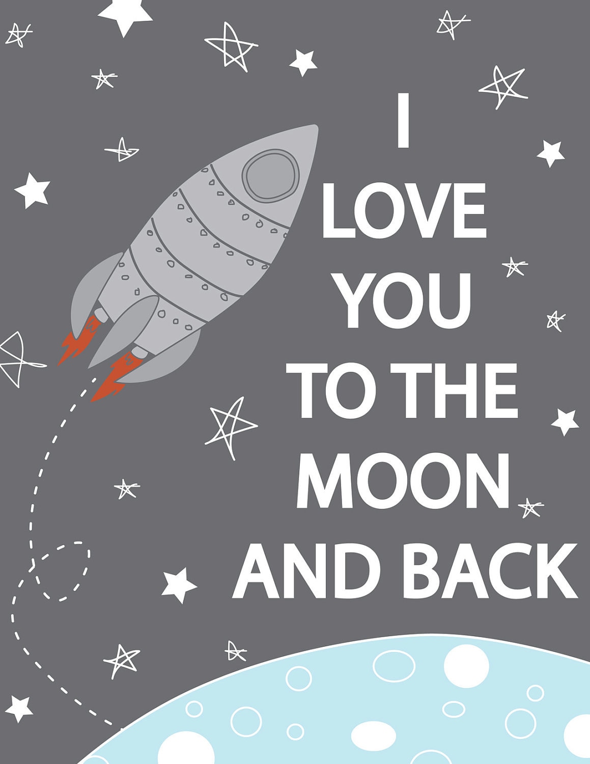 Rocketship, Love You to the Moon and Back- 11x14 - Etsy