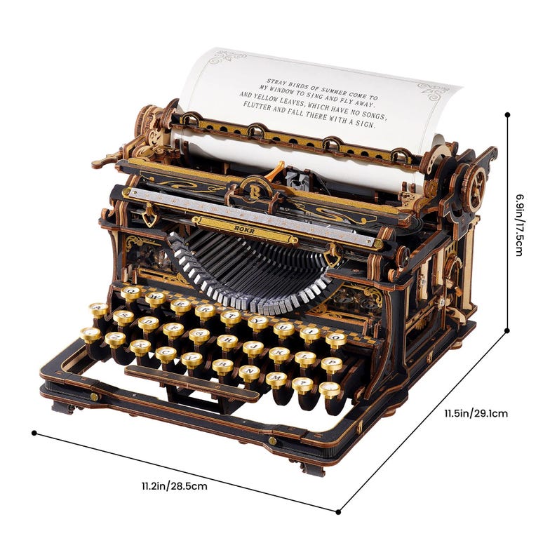 ROKR Mechanical Typewriter Wooden 3D Puzzle, Vintage Desk Decor Kit - Etsy