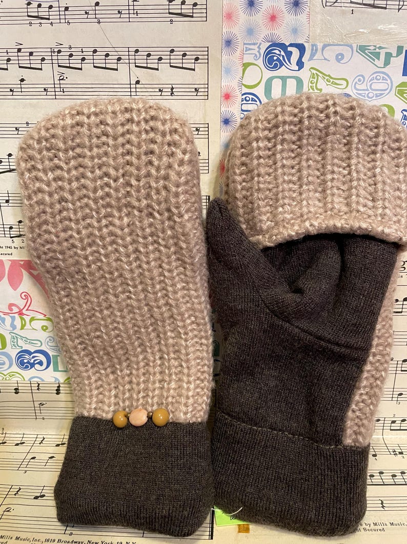 Textured Beige Mittens - Etsy