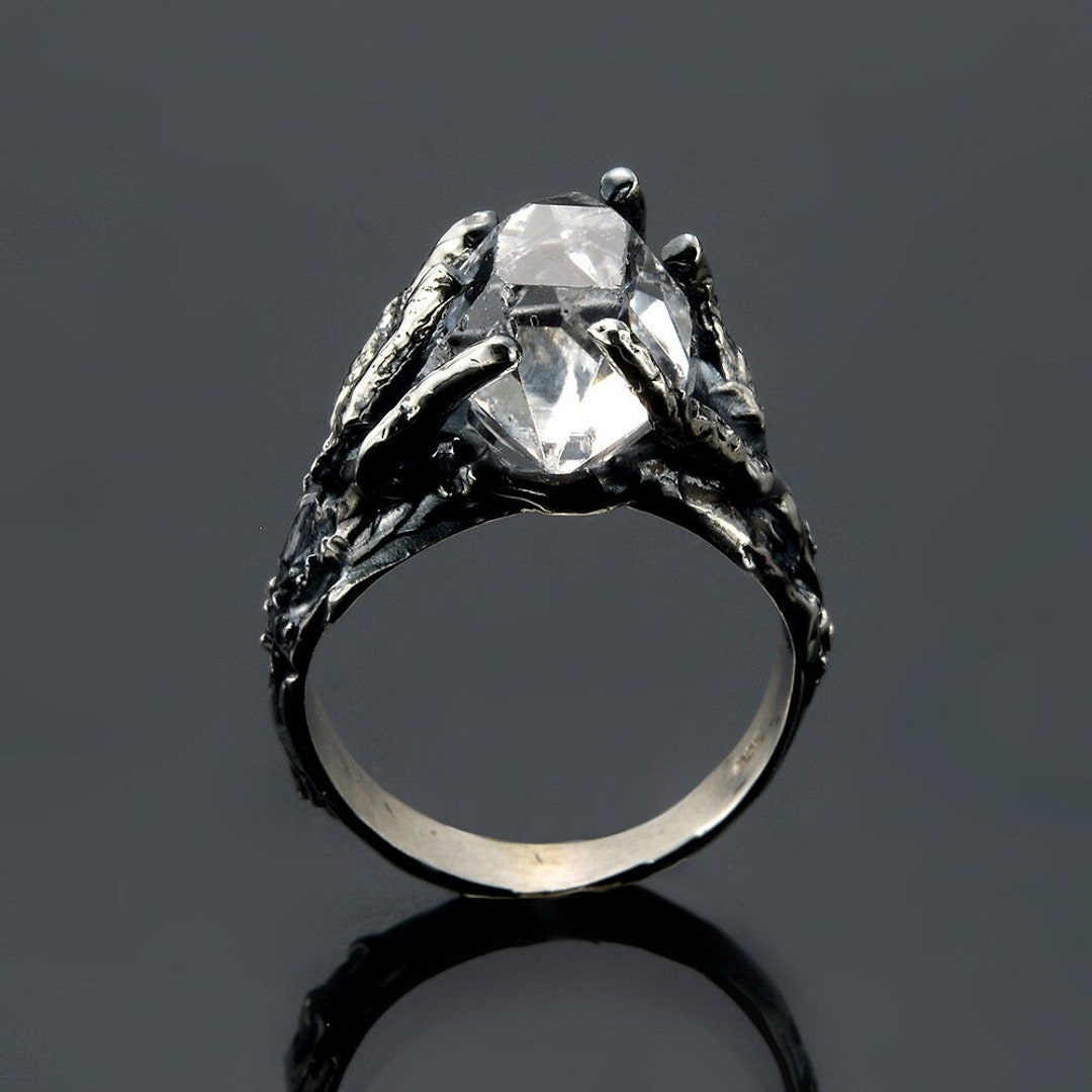Herkimer Diamond Engagement Ring Boho Wedding Ring Raw Crystal Aura ...