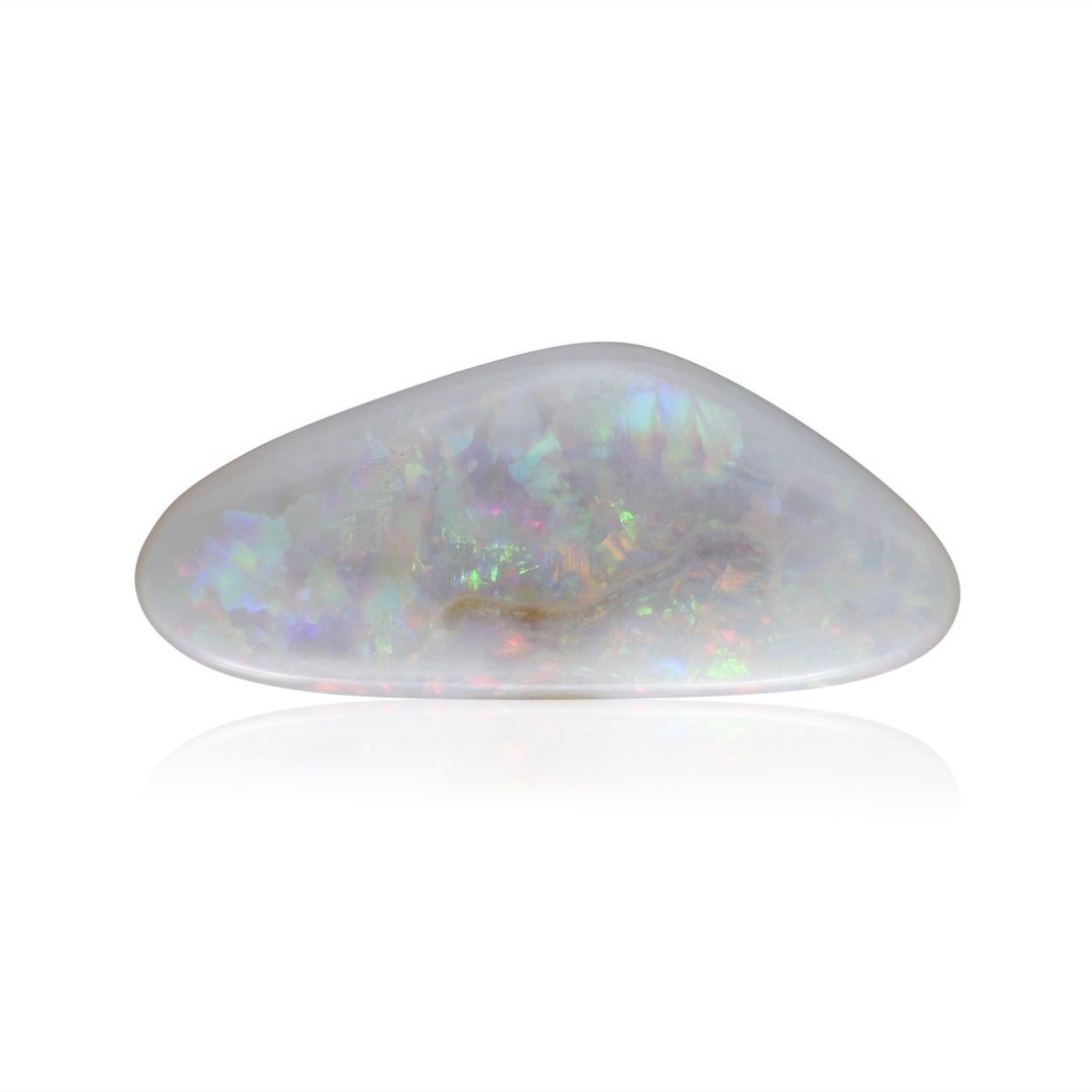 Rainbow Aura, White Opal Clam Shell Cabochon 3.93ct, Double-sided ...