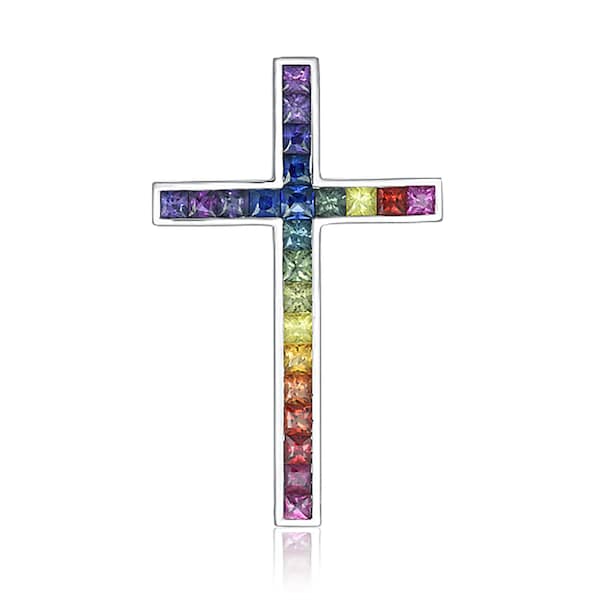Rainbow Cross Pendant - Etsy
