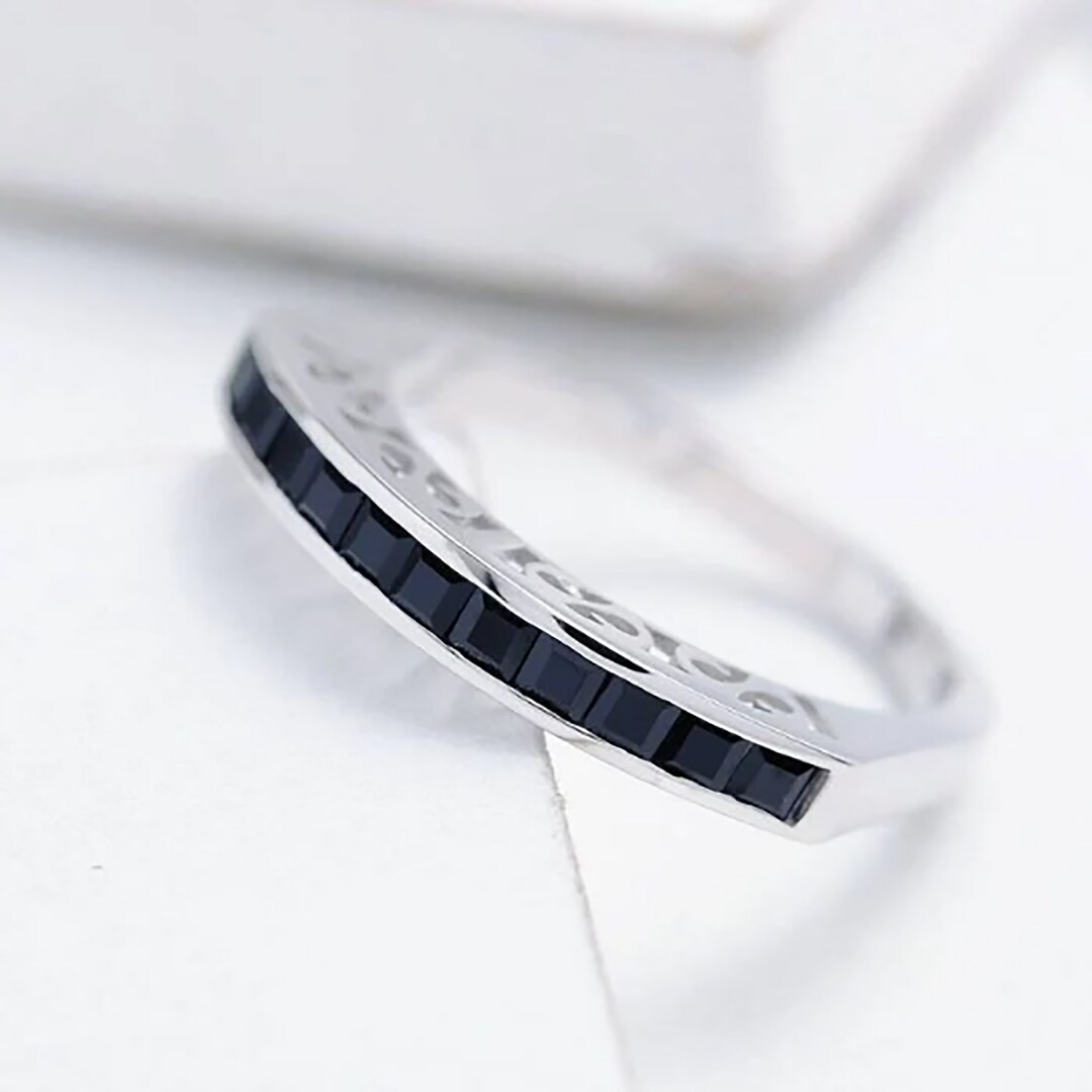 Art Nouveau Roman Style Black Sapphire Ring | 925 Sterling Silver Men’s Band | 0.72ct Gems ...