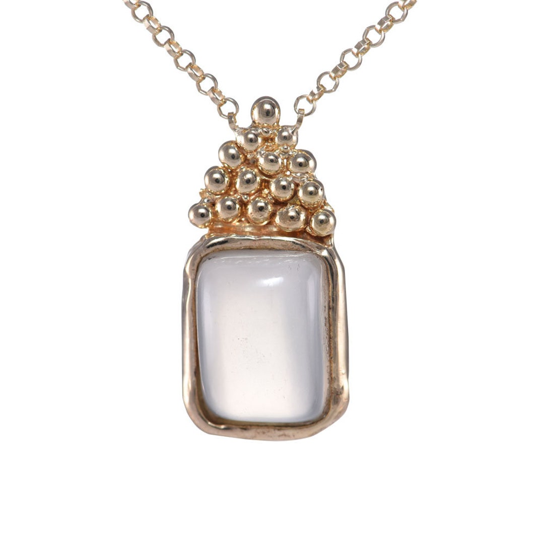 Moonstone Amulet Necklace 14K Yellow Gold Vermeil | Handmade Boho ...
