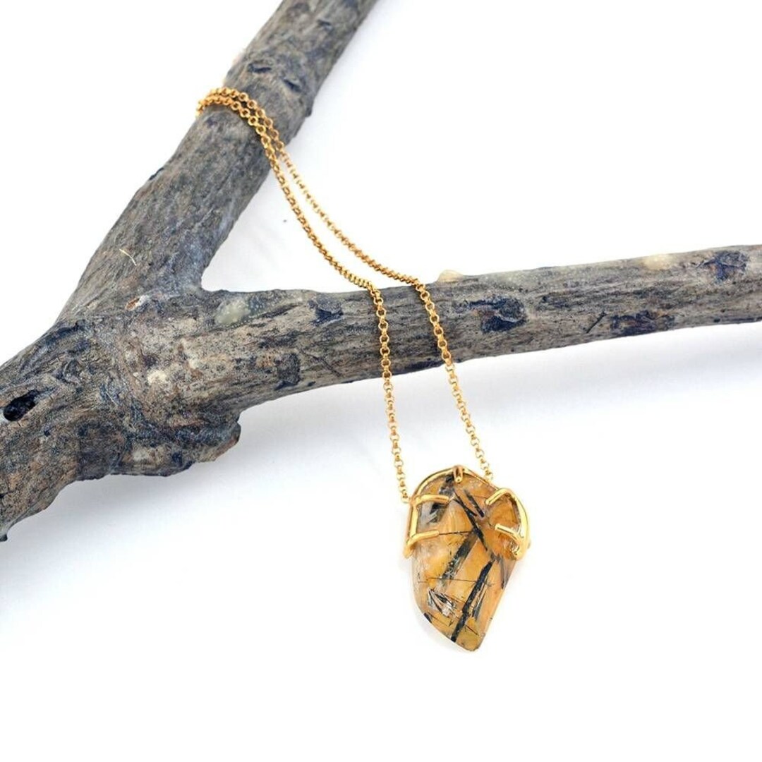 Bengal Tiger Print Tourmalinated Quartz Necklace 14K Gold Vermeil ...