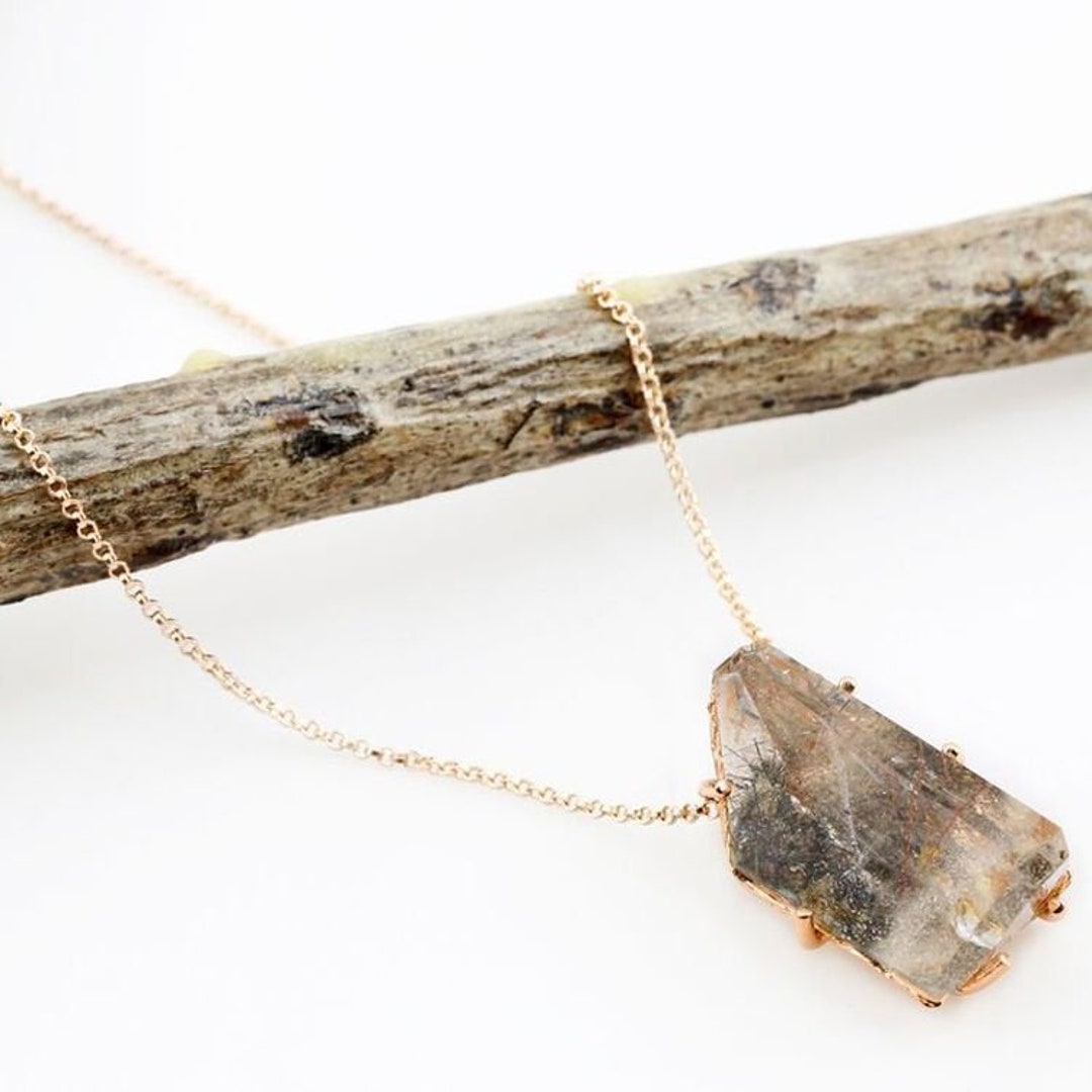 Sea Urchin Quartz Necklace in 14K Rose Gold Vermeil | Large 118ct ...