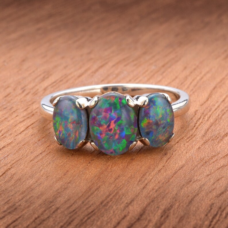 Three Opals Gold Ring Large Opal Ring Australian Opal 18K 14K - Etsy