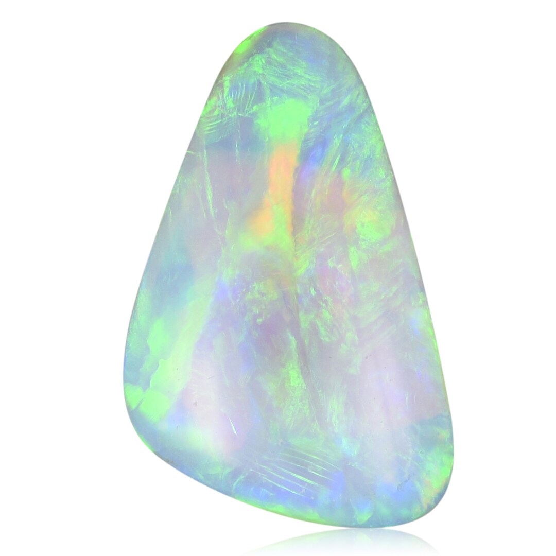 Crystal Opal, Transparent Triangle Cabochon, Neon Green Gemstone, 3.61 ...