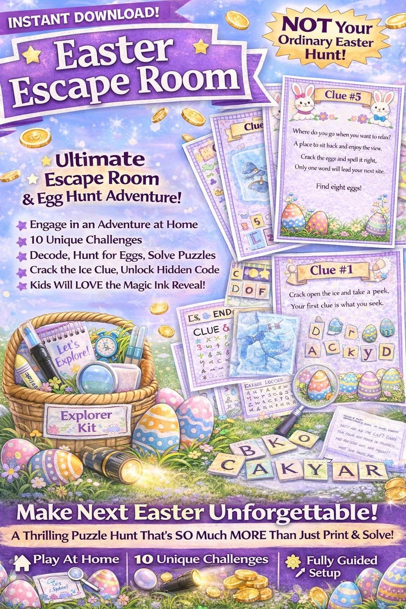 Easter Escape Room Printable Puzzle Hunt | Kids Clue-based Egg ...