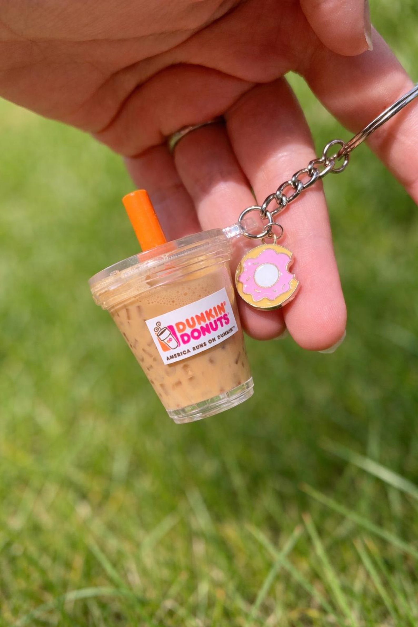 Mini Dunkin Donuts Iced Coffee Keychain With Donut Charm | Handmade ...