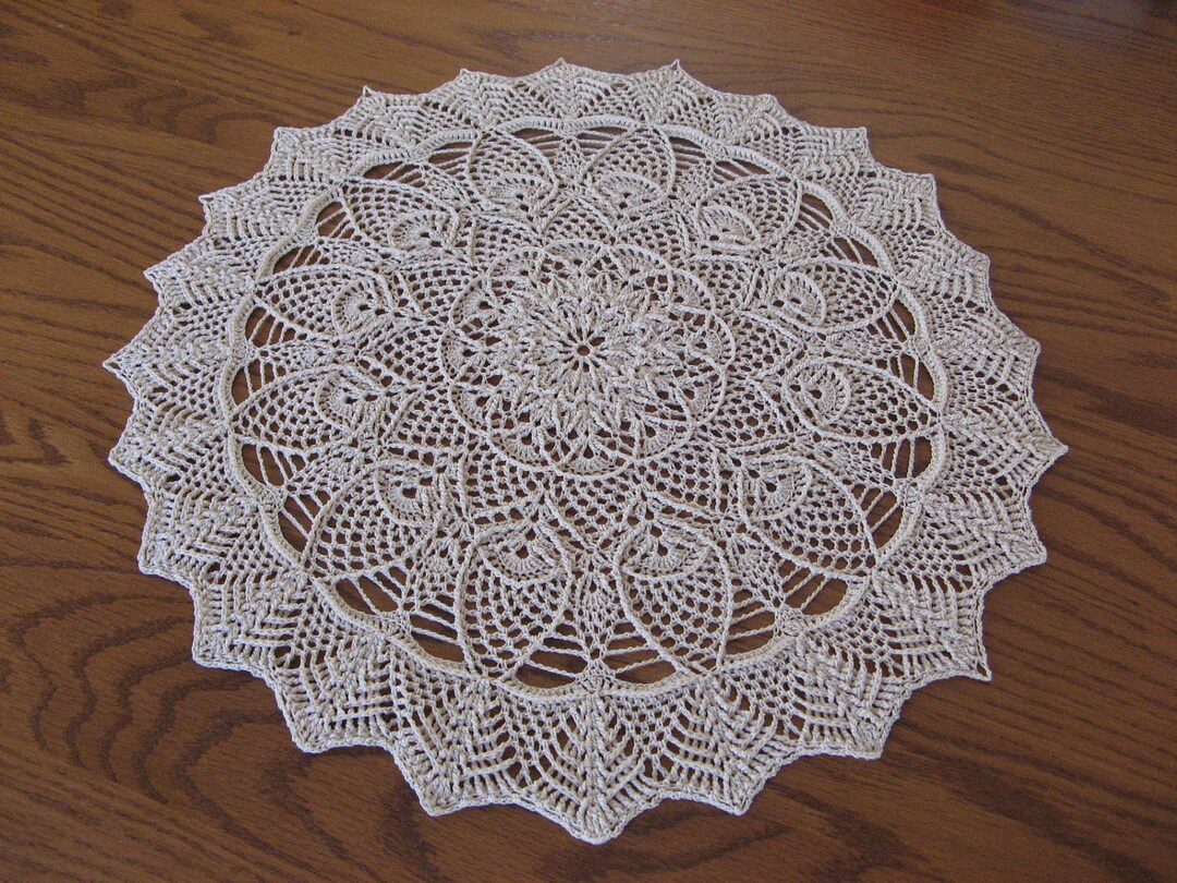 Extravagant Crochet Round Ecru Pineapple Doily - Etsy
