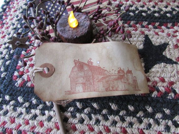 Rustic Barn Tags Hand Stamped Gift Tags Primitive Barn | Etsy