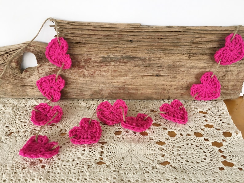Pink Rustic Heart Garland Bridal Shower Country Heart Decor | Etsy