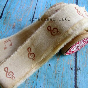 Musical Notes Hand Stamped Muslin Trim Hand Dyed Muslin - Etsy