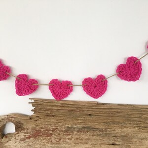 Pink Rustic Heart Garland, Bridal Shower, Country Heart Decor, Mini ...