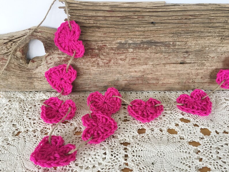 Pink Rustic Heart Garland Bridal Shower Country Heart Decor | Etsy