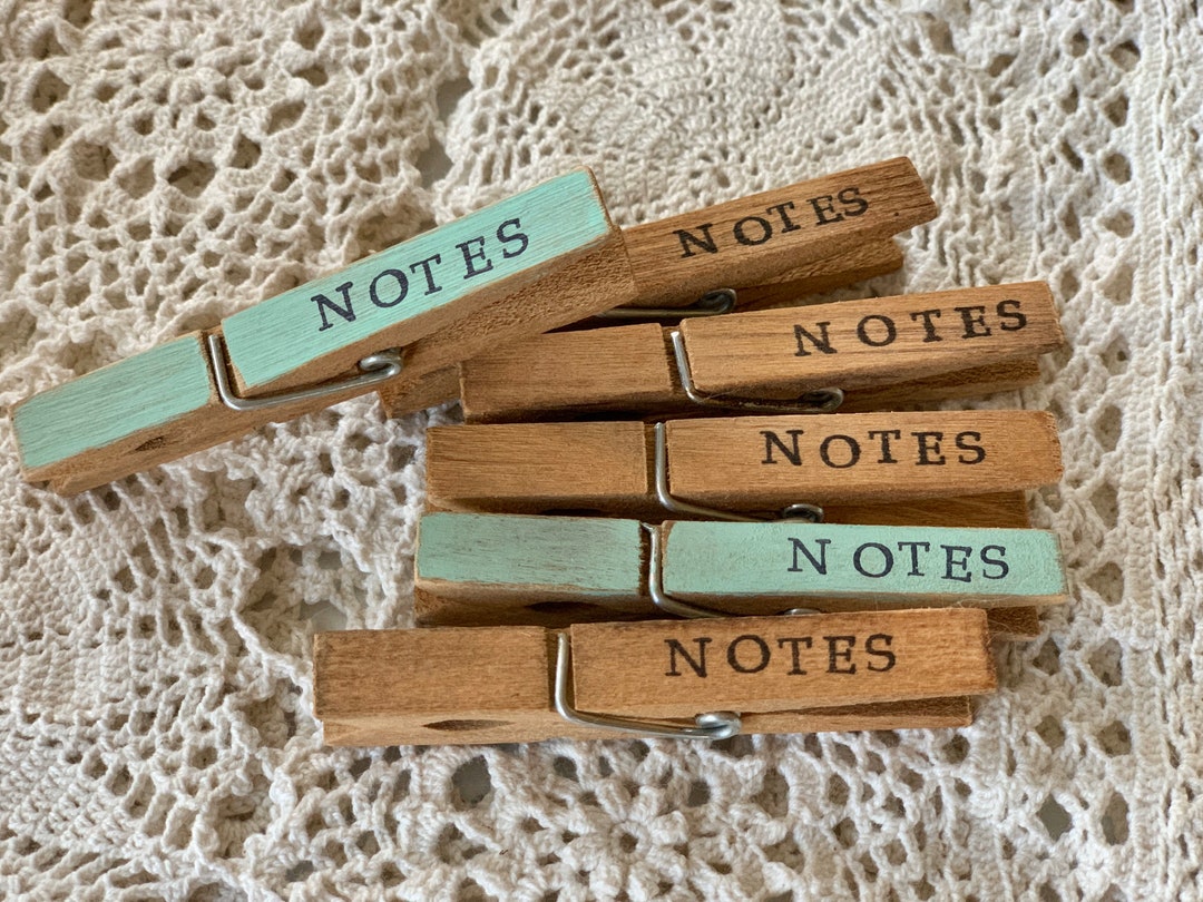 Rustic Hand Stamped Clothespins, Notes Clothespins, Office Organization ...