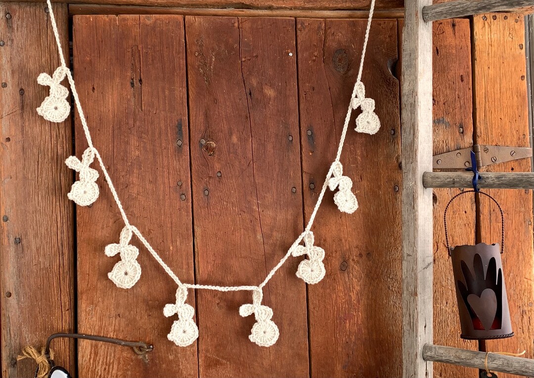 Wool Crochet Bunny Garland, Bunny Garland, Easter Photo Prop, Nursery ...