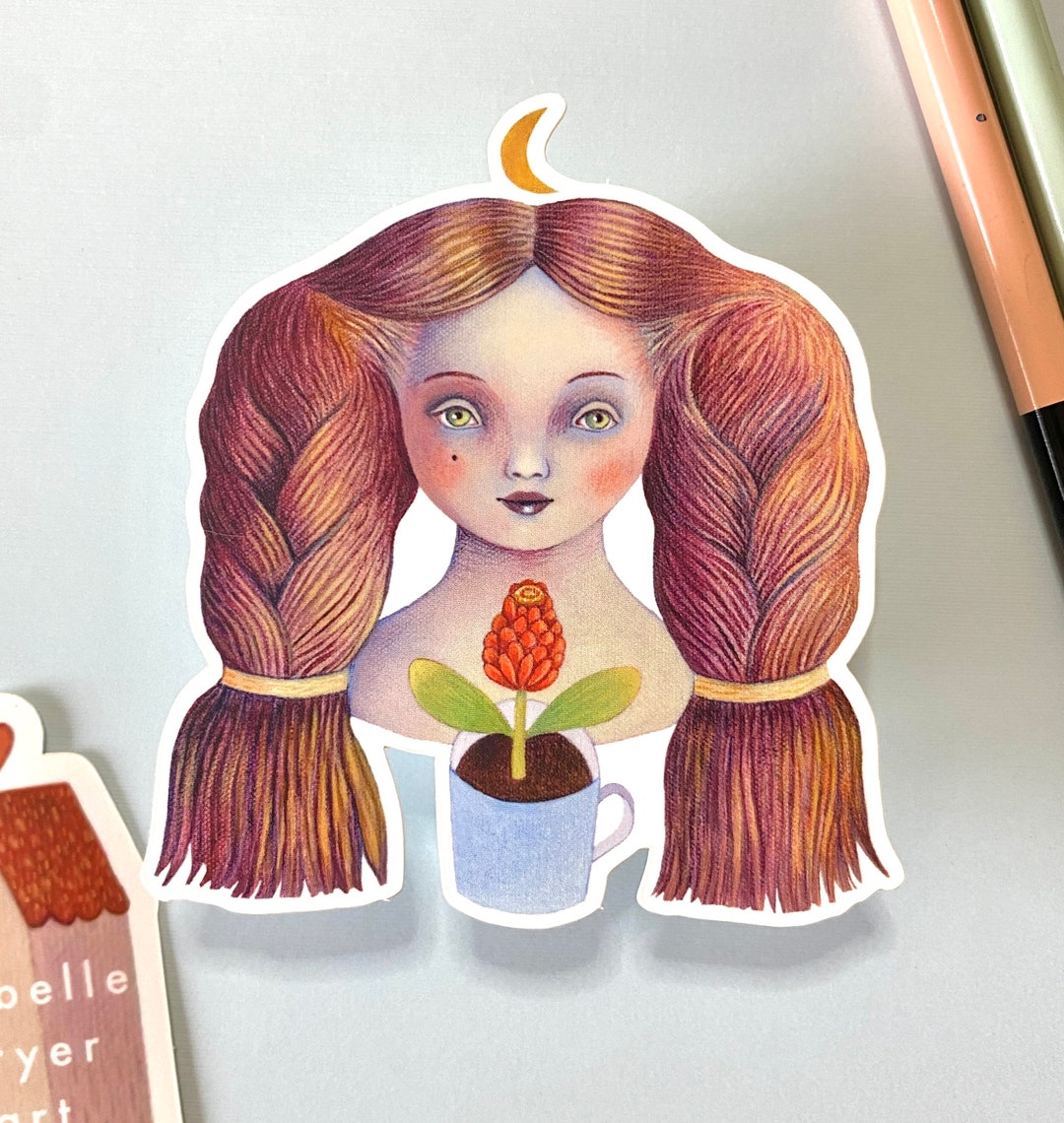 Girl Sticker - Long Braids Girl High Quality Vinyl Sticker - "queen of ...