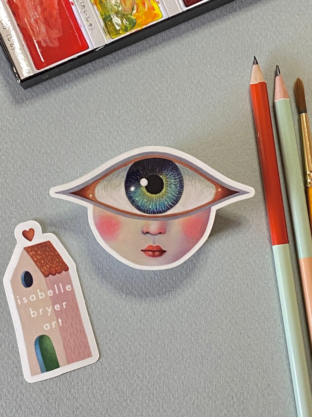 Psychedelic Sticker Eye Design japanese Marshmallow Glossy Vinyl High ...