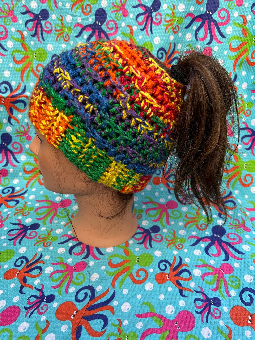 Gay Pride Messy Bun Beanie - Etsy