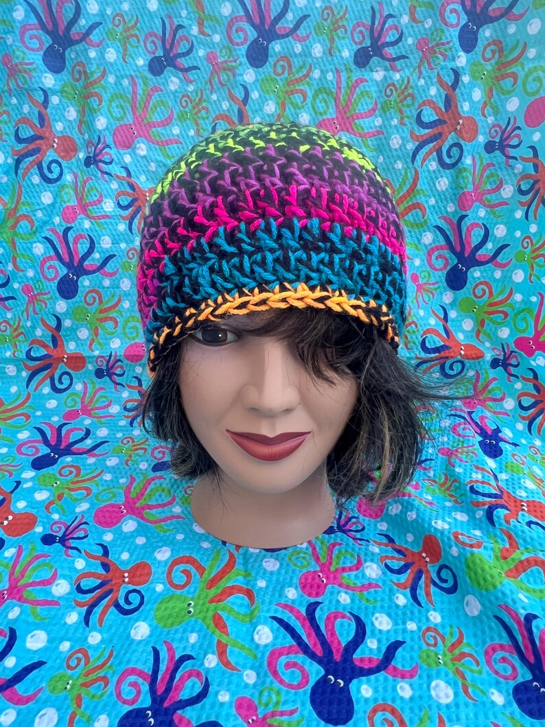 Neon and Black Beanie - Etsy