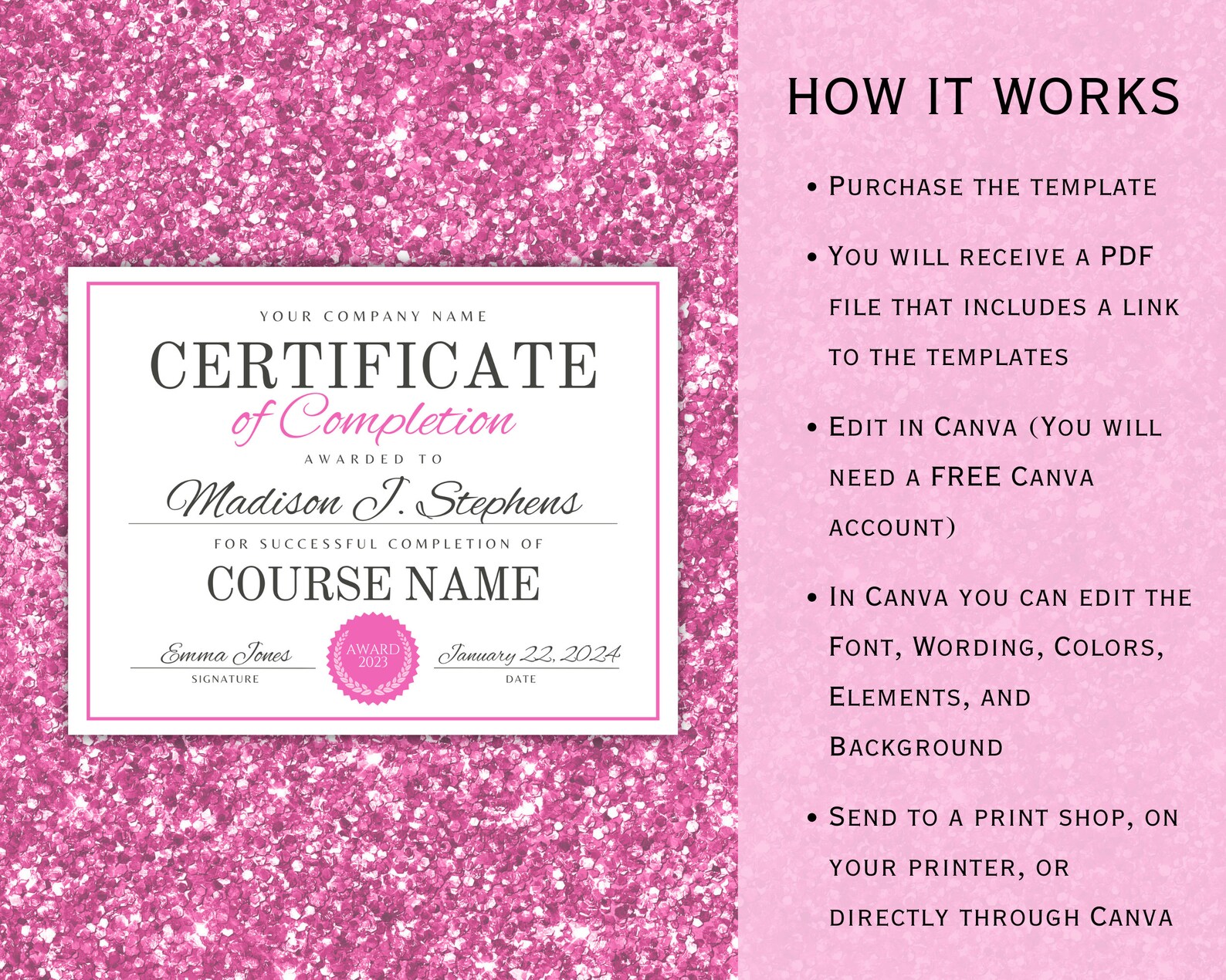 Custom Certificate of Completion Template for Beauty Training Lash Tech ...