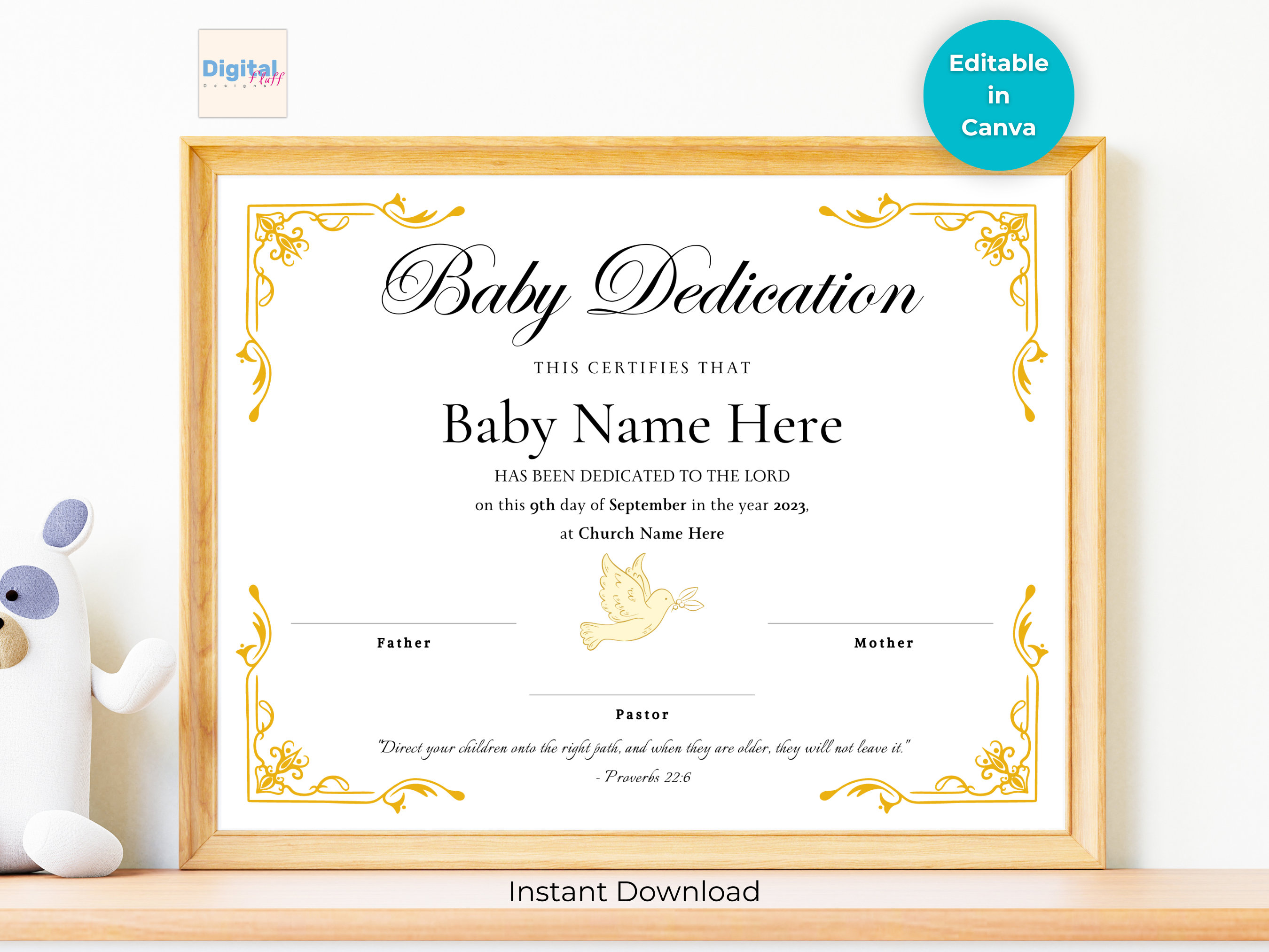 Frame Baby Dedication Certificate Templates BABY DEDICATION
