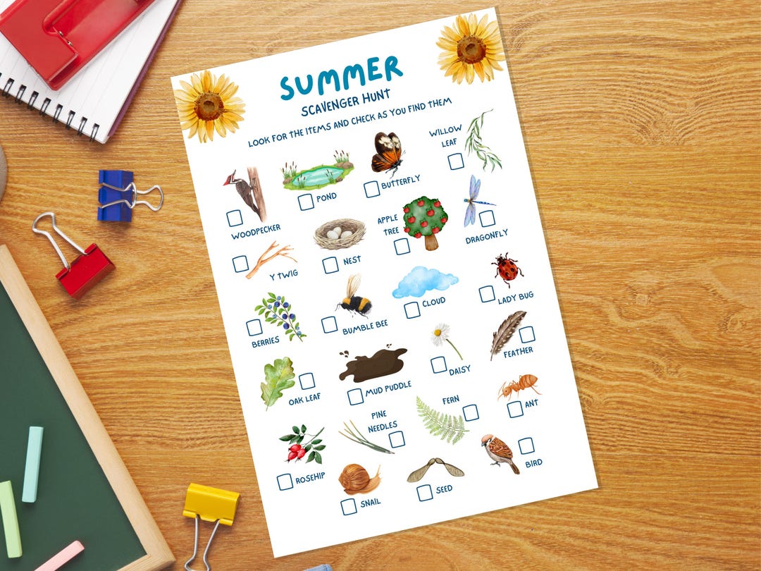 Printable Summer Nature Scavenger Hunt for Kids, Outdoor Fun Activity ...