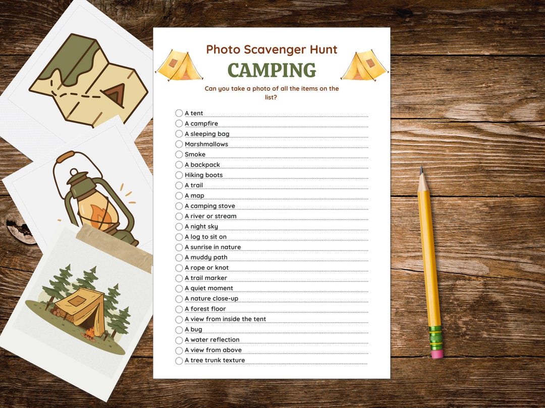 Camping Photo Scavenger Hunt, Printable Outdoor Game - Etsy