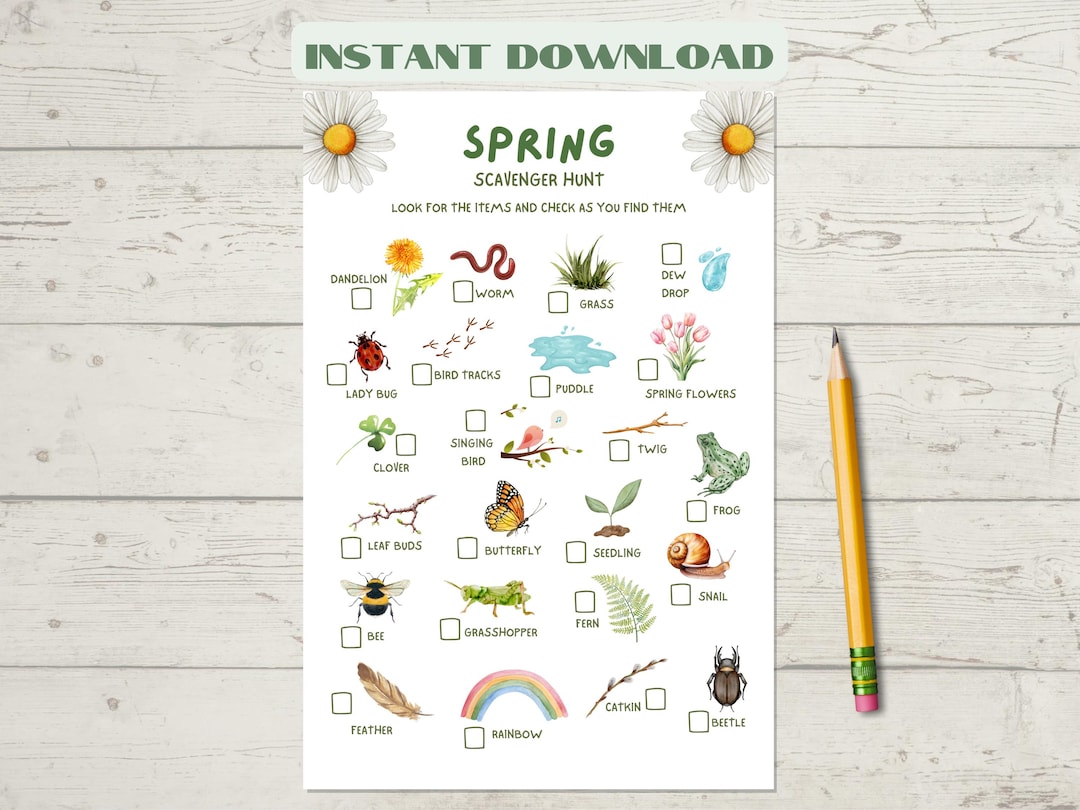 Spring Nature Scavenger Hunt for Kids, Printable Instant Download ...