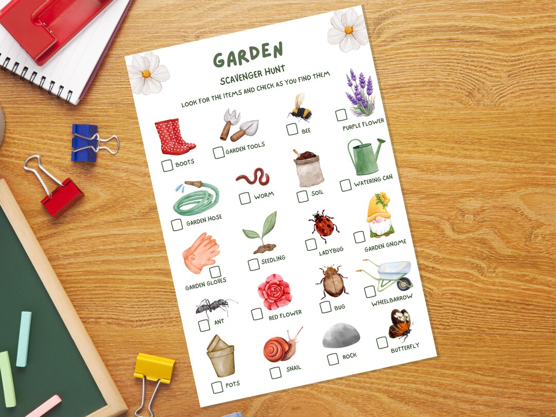 Garden Scavenger Hunt for Kids Printable, Instant Downloadable Backyard ...